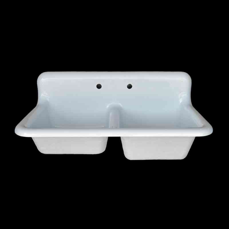 Large Double Basin High Back Farmhouse Style Sink With Apron Front ...